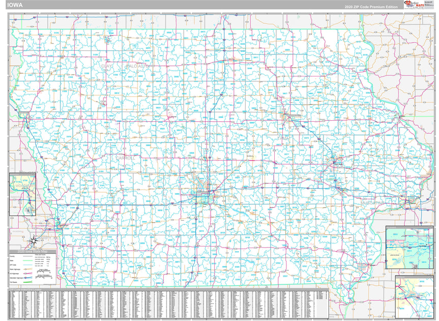 Premium Style Wall Map of Iowa by Market Maps – American Map Store