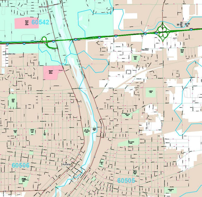 Premium Style Wall Map of Aurora, IL by Market Maps – American Map Store