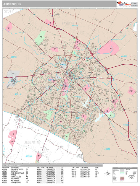 Premium Style Wall Map of Lexington, KY. by Market Maps – American Map ...