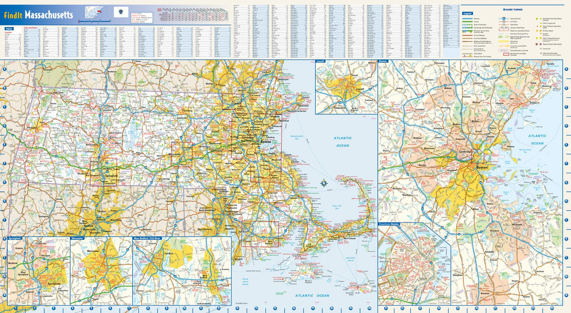 Massachusets State Wall Maps – American Map Store
