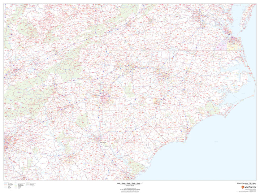 North Carolina Zip Code Map – American Map Store