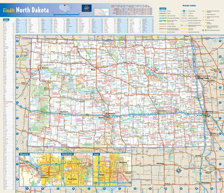 North Dakota Wall Map by Globe Turner – American Map Store