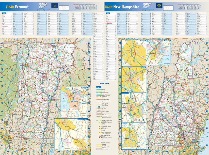 New Hampshire and Vermont Wall Map by Globe Turner – American Map Store