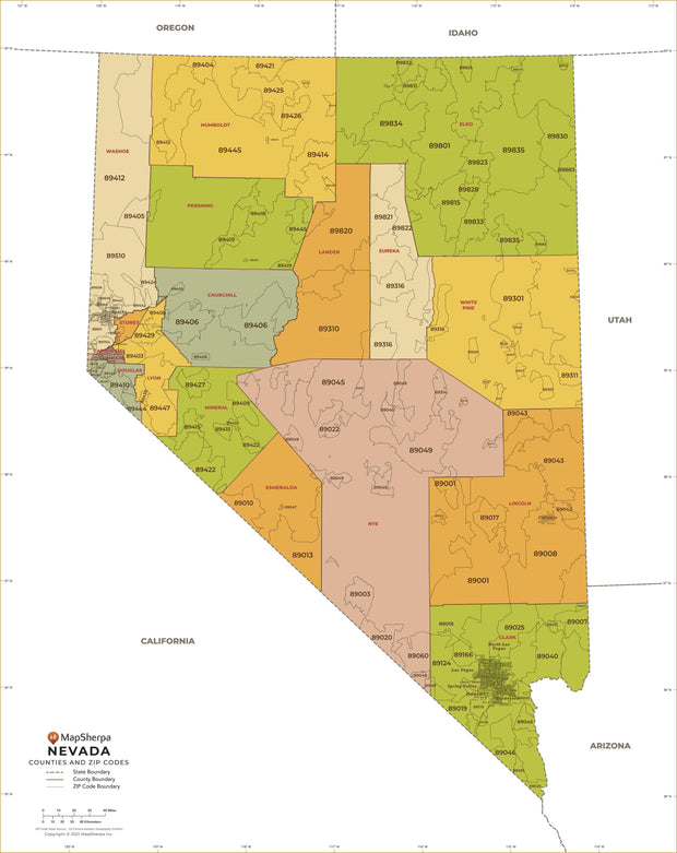 Nevada Zip Code Map With Counties American Map Store Nevada Zip Code Map With Counties American Map Store