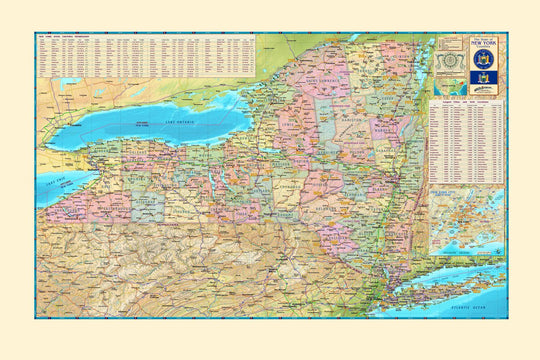 New York State Counties Large Map Large Detailed Map State New York