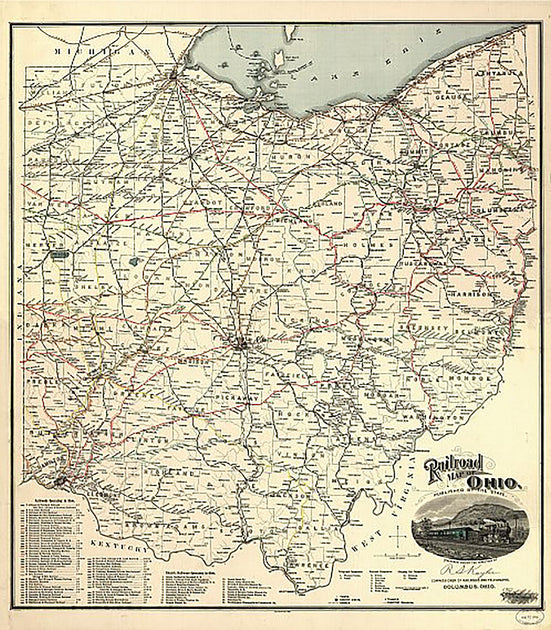Railroad map of Ohio 1898 – American Map Store