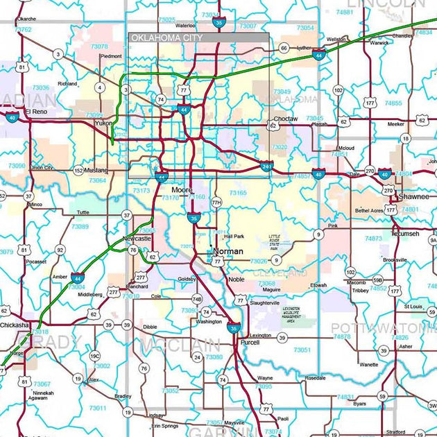 Premium Style Wall Map of Oklahoma by Market Maps – American Map Store