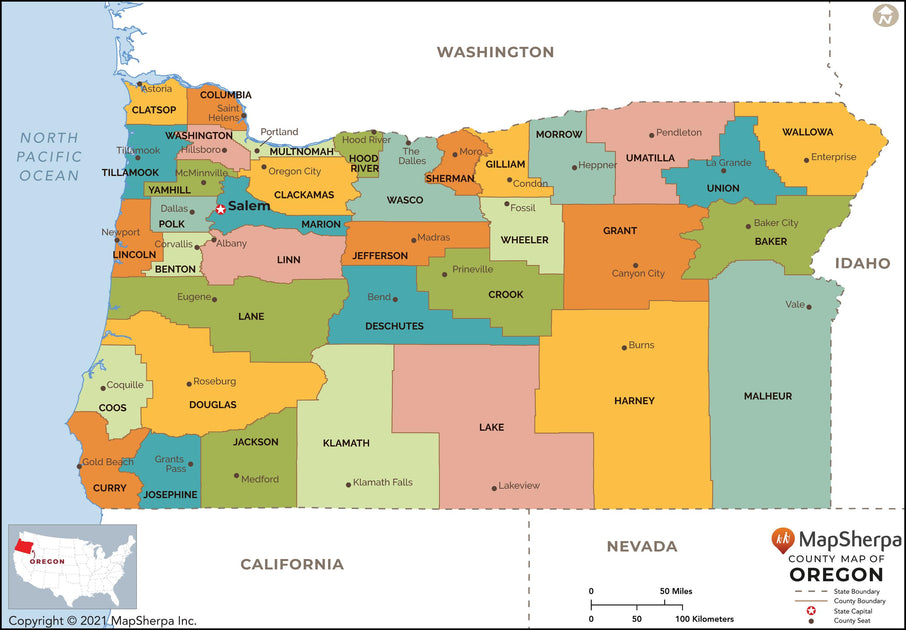 Oregon County Map – American Map Store