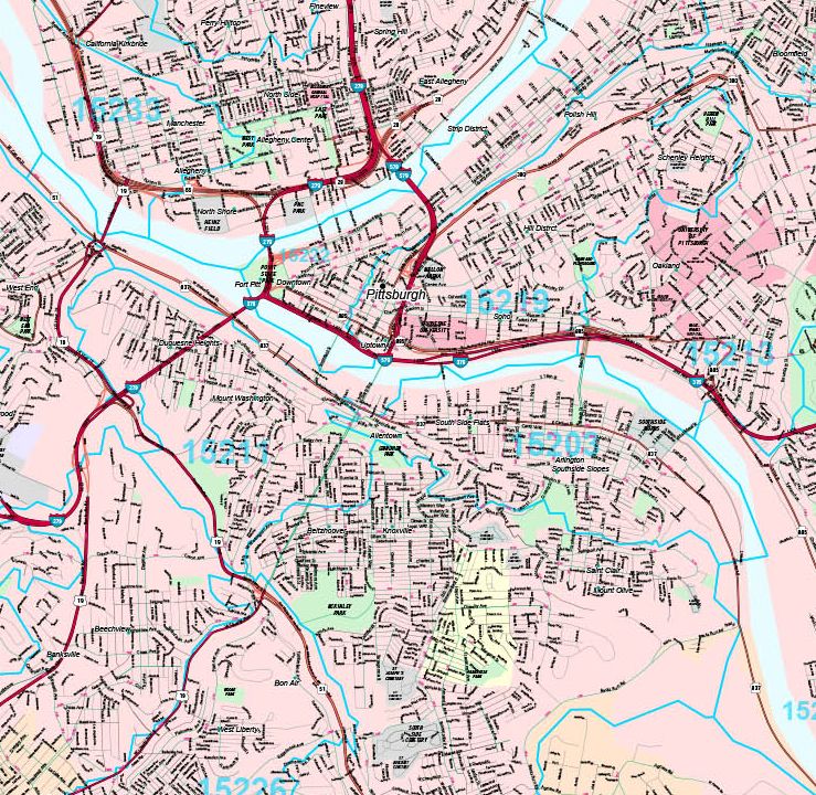 Large Detailed Map Of Pittsburgh