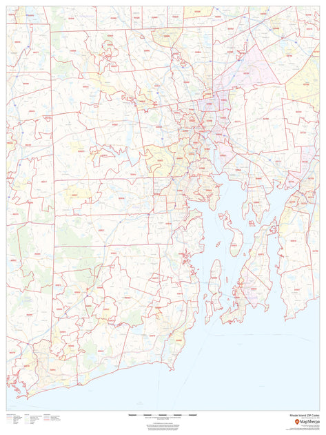Rhode Island Zip Code Map – American Map Store