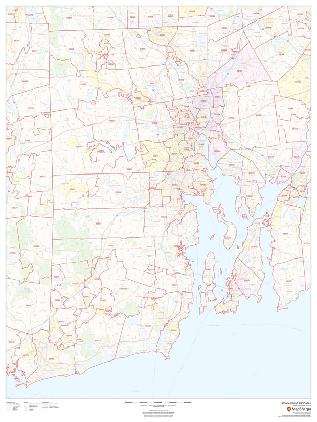 Rhode Island Zip Code Map American Map Store Rhode Island Zip Code Map American Map Store