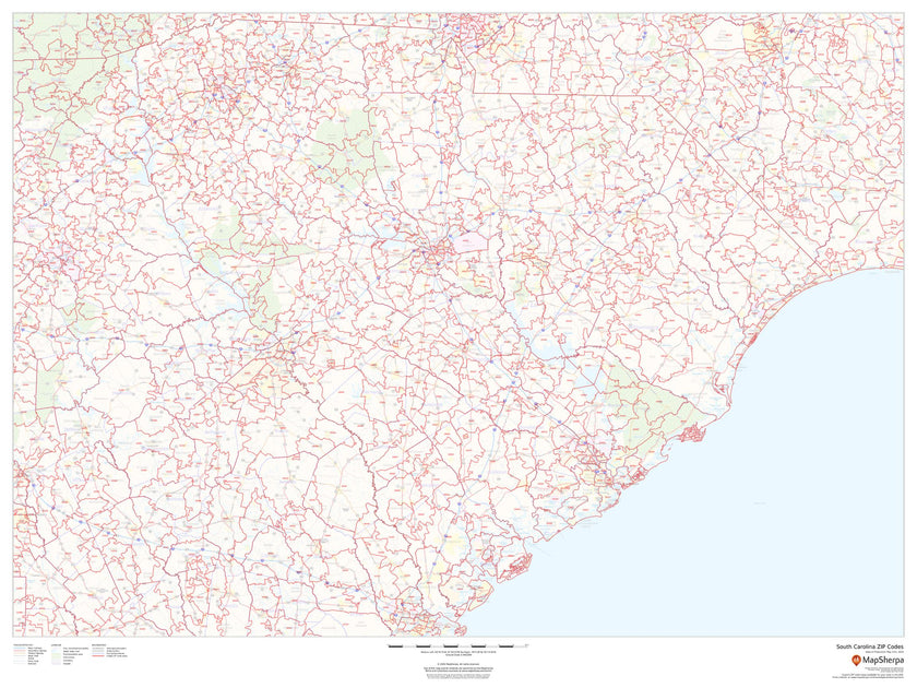 South Carolina Zip Code Map – American Map Store