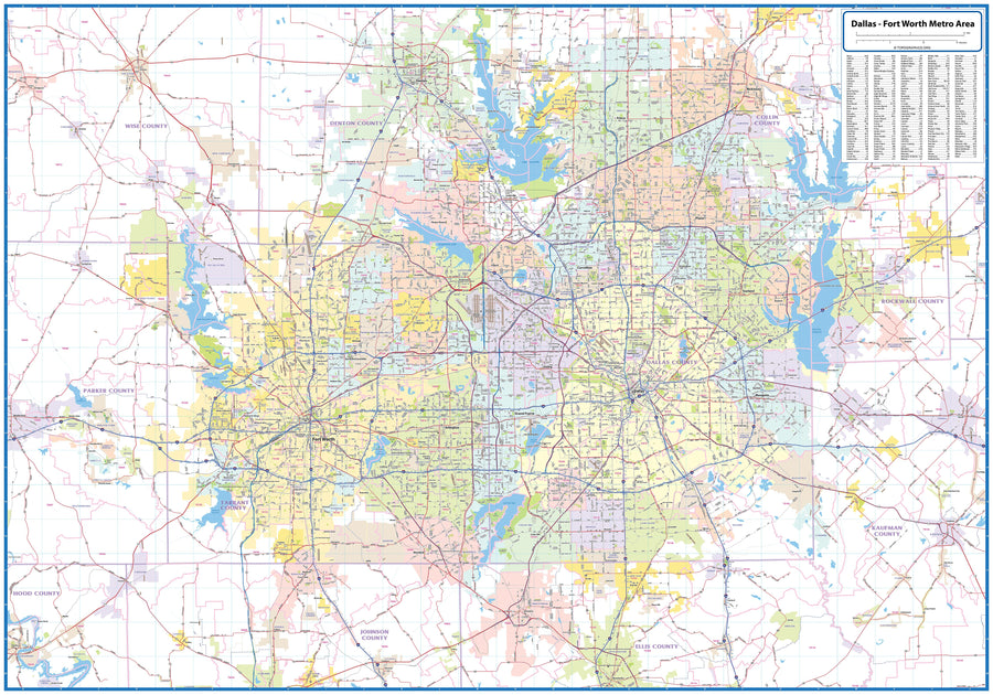 DFW Greater Metro Area Wall Map – American Map Store