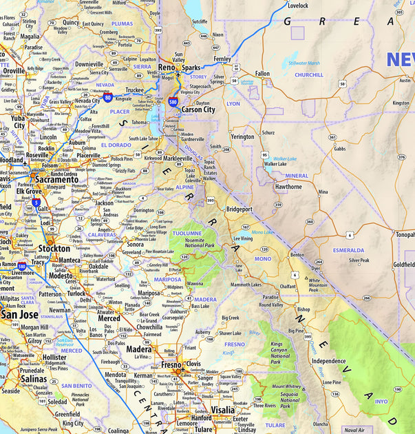 Western US Wall Map with Shaded Relief – American Map Store