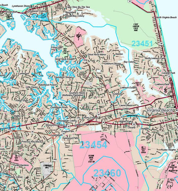 Premium Style Wall Map of Virginia Beach, VA by Market Maps – American ...