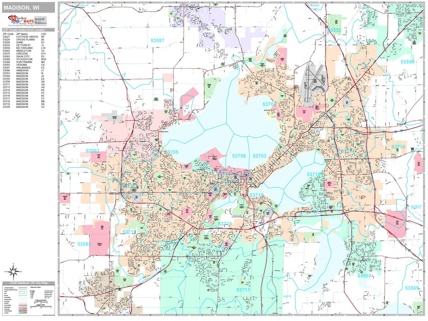 Premium Style Wall Map of Madison, WI. by Market Maps – American Map Store